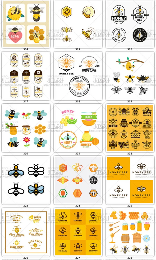 蜜蜂海报蜂蜜产品logo标志店标微商头像徽标图标模板平面设计素材-淘宝网-花瓣网