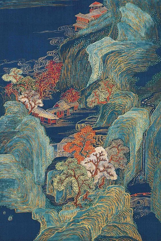 龔賢- 金碧山水 by Gong Xian (Qing dynasty) *There’s a special style in ...