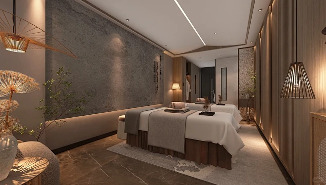 新中式Spa间设计-花瓣网