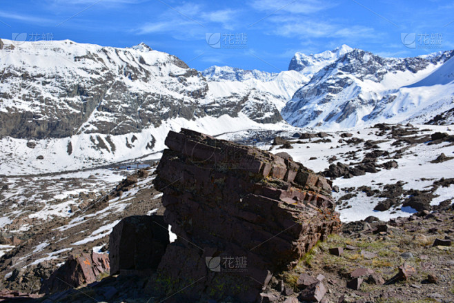 地形,雪,山,山谷,智利,圣地亚哥德古巴,水,水平画幅,冰河,无人