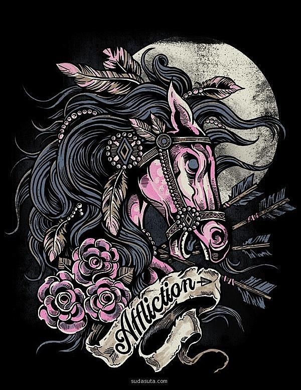 Derrick Castle aka Strawcastle 图腾摇滚插画作品欣赏 - 苏打苏塔设计量贩铺插画设计 #采集大赛#