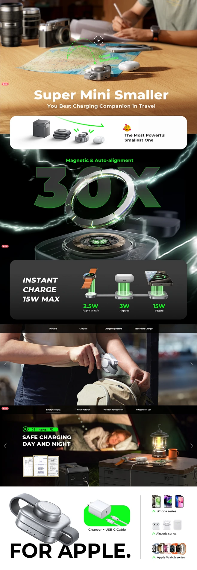 Amazon.com: LISEN Metal Travel Charger for Multiple Devices, 3 in 1 ...