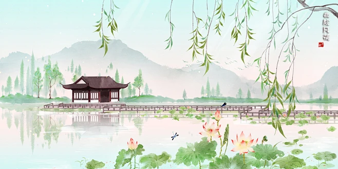 西湖十景_无轩__插画师作品_涂鸦王国gracg.com-花瓣网