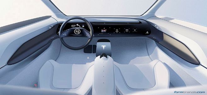 Tesla Model 1 concept interior by Edward Tseng