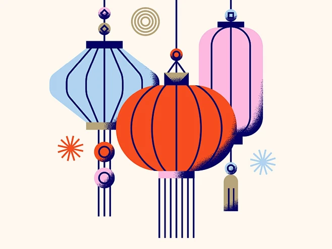 GoDaddy AAPI Graphic Pack: Lanterns aapi abstract asian blue design ...