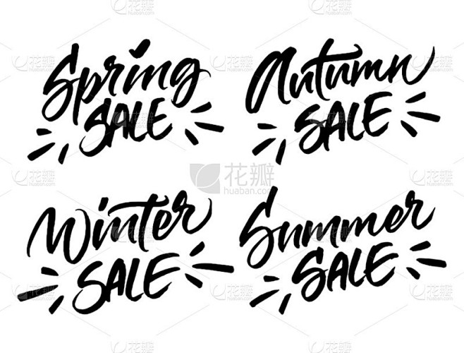 Winter, Spring, Summer and Autumn sale lettering