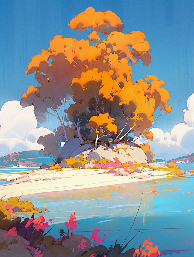 chen-zi-you-xujimo-a-vibrant-and-vibrant-tropical-islandautumnhigh ...