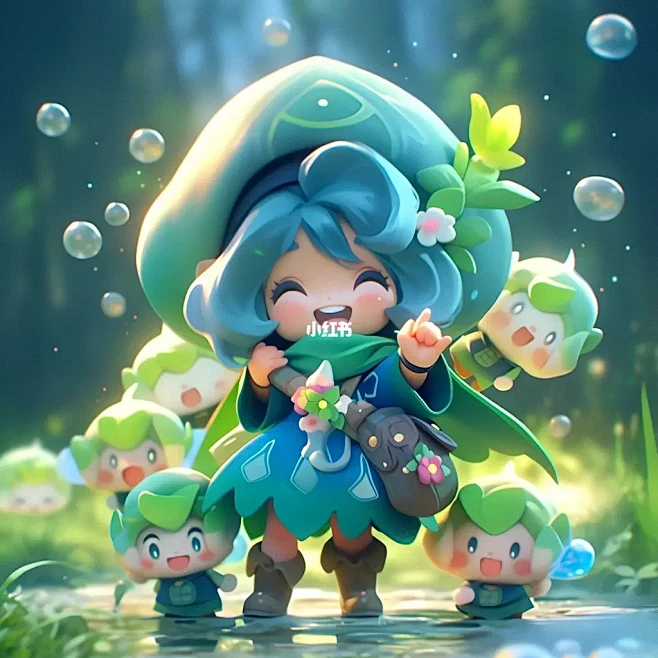 A girl, adorable summoner, summoning sprites, diverse outfits, varied ...