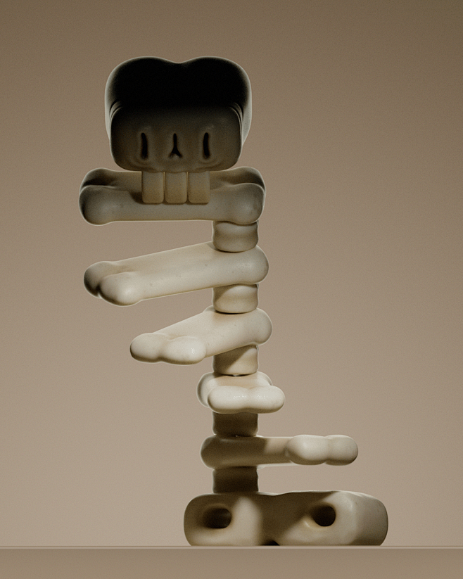 surreal 3D skeleton skull stairs animation Fun