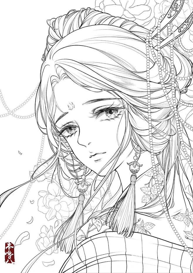 【板绘】古风线稿练习_本噜八__插画师作品_涂鸦王国gracg.com图片_大飞机图片素材-花瓣网