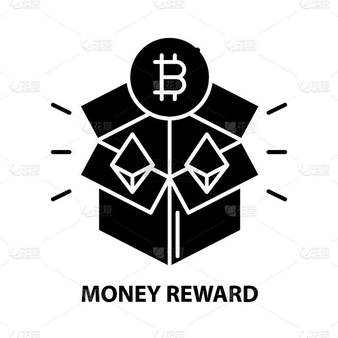 money reward icon, black vector sign with editable