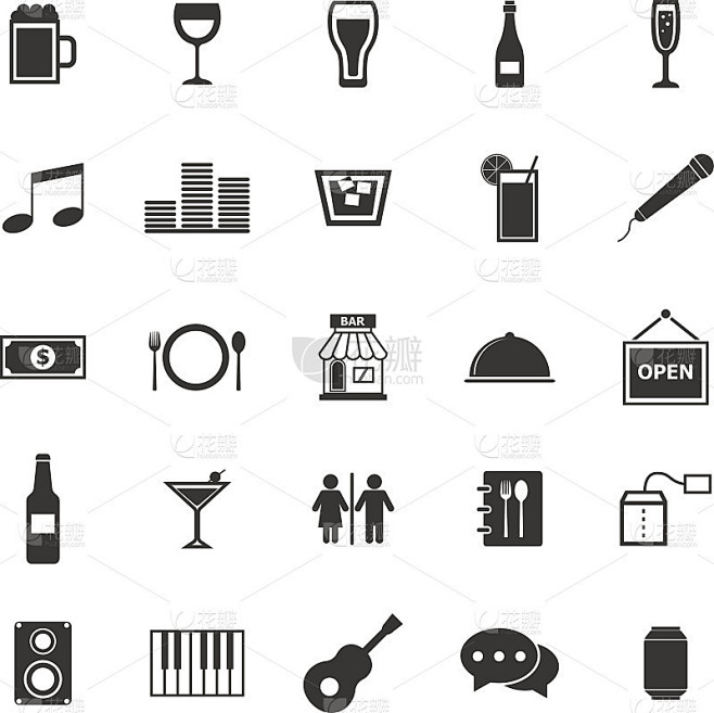 酒吧图标上的白色背景