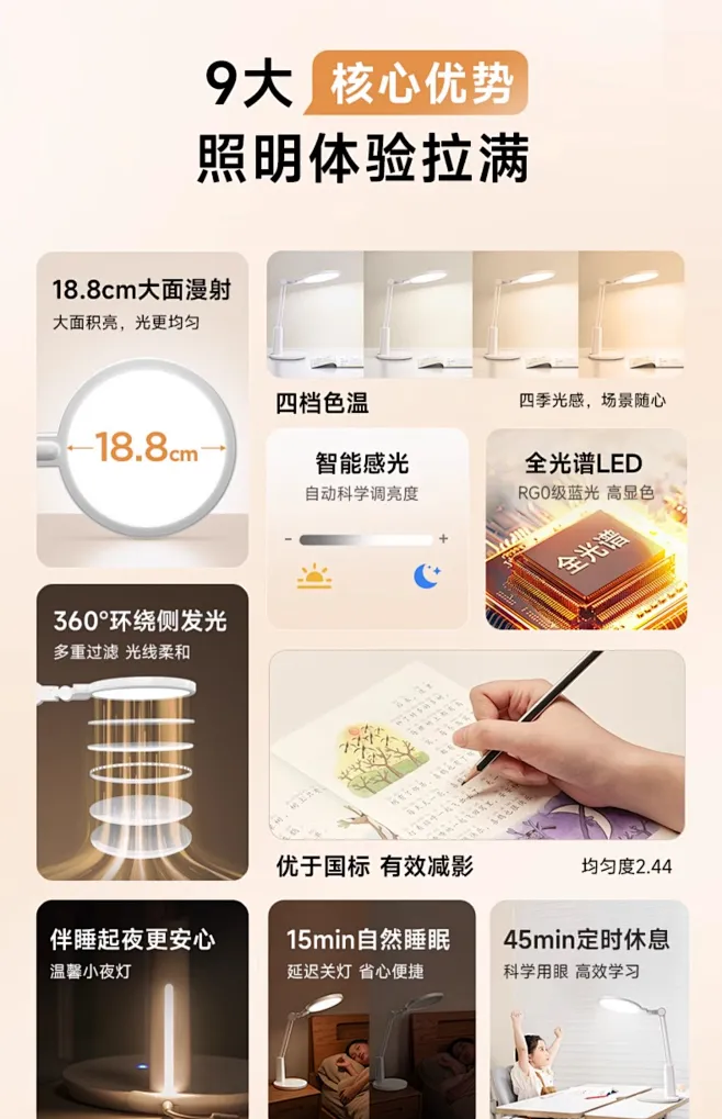 孩视宝护眼灯学生儿童学习专用台灯国AA级全光谱写作业阅读LED灯-tmall.com天猫-花瓣网