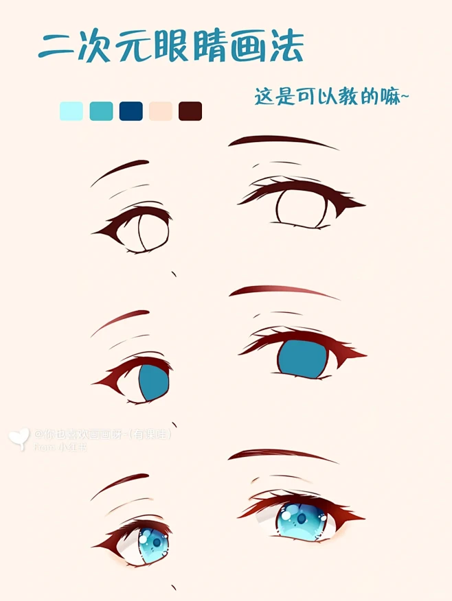 眼睛画法‖整整二次元风格的眼睛教程-花瓣网