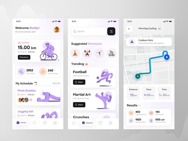 Fitness App UI ‍♂️ 3d activity cycling daily task design fitness health ...