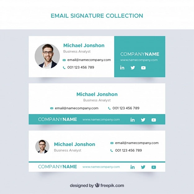 Email signature collection in flat style Free Vector-花瓣网