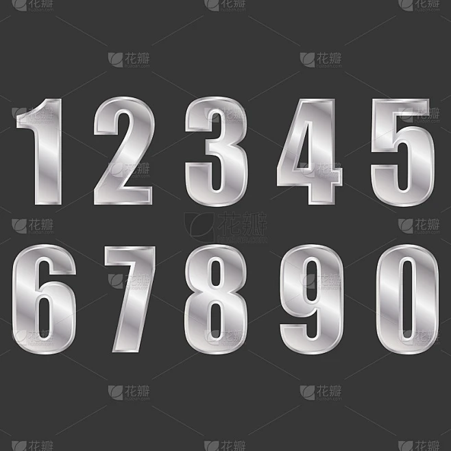 Silver digital numbers vector eps10. Digitals numb素材-花瓣网