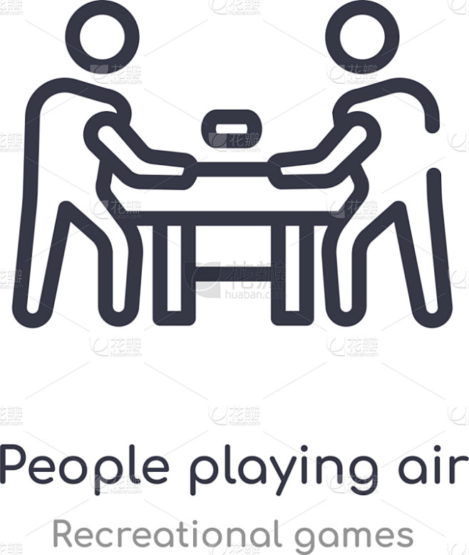 people playing air hockey outline icon isolated