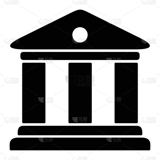 机构的图标。法院建筑的象征。银行，金融机构，华尔街的标志。联邦大厅图标。万神殿图标。古罗马，意大利建
