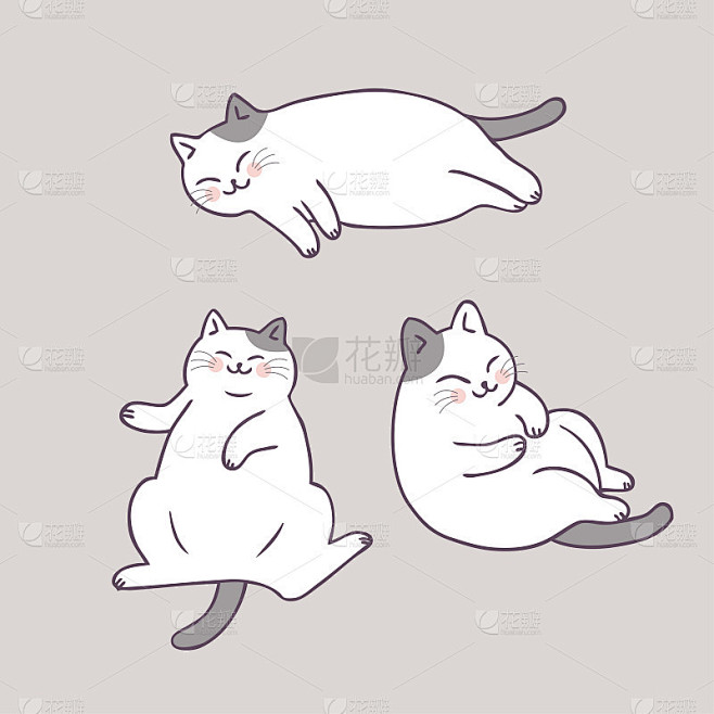 Cartoon cute cat sleeping vector.