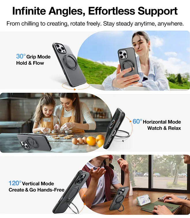 Amazon.com: TORRAS 360° Magnetic Stand for iPhone 16 Pro Max Case[Fit for MagSafe][Camera ...