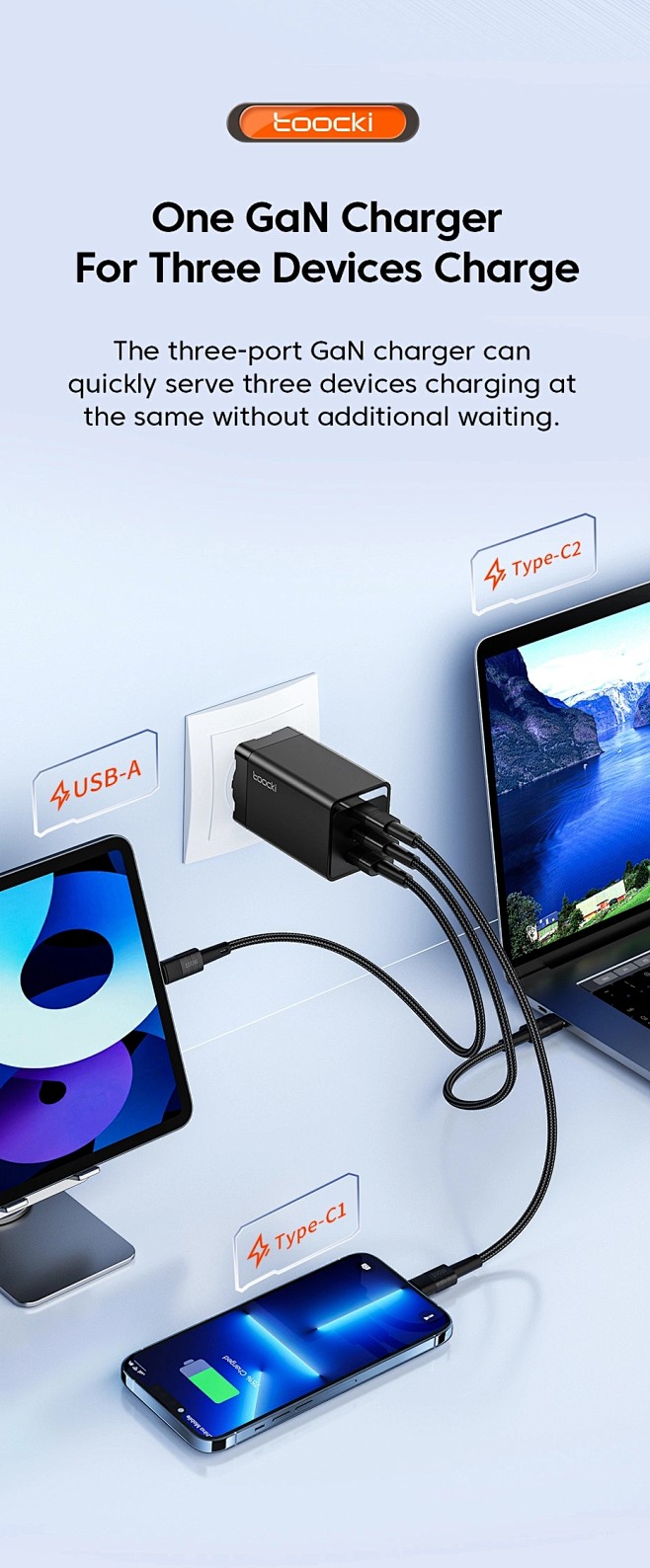 toocki-67w-gan-usb-c-charger-quick-charge-65w-40-30-qc40-pd-30-pd-usb-c ...