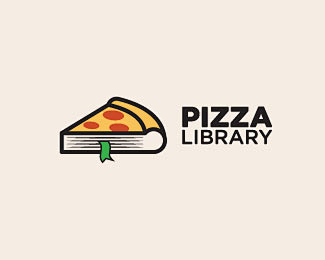 Pizza Library 披萨图书馆 书本 披萨 书 书籍 店铺 艺术 文艺 商标设计 图标 图形 标志 logo 国外 外国 国内 品牌 ...