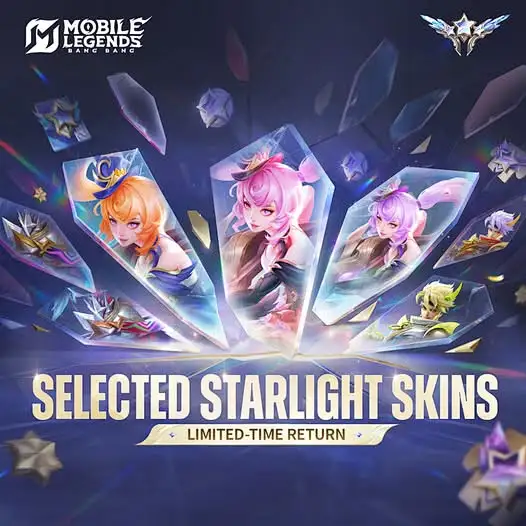可能是包含下列内容的图片：上面的文字是“MOBILE LEGENDS BANGBANG ANGBANG SELECTED STARLIGHT ...
