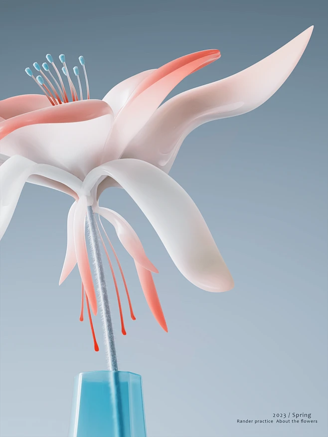 3D c4d cinema 4d flower octane Render-花瓣网