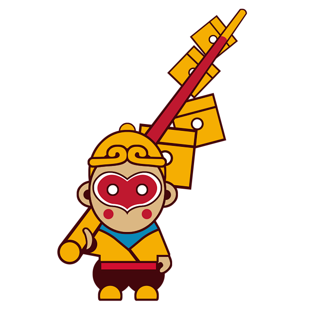 卡通孙悟空和金箍棒设计