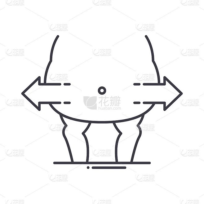 Body fat icon, linear isolated illustration, thin 素材-花瓣网