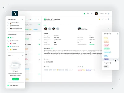 Projects view #2 ui ux web application ats recruitment recruiting ...