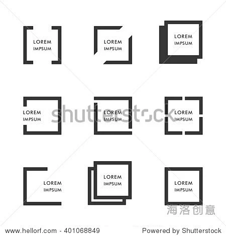 Collection of geometric frames logo with place for tex.Business Signs ...
