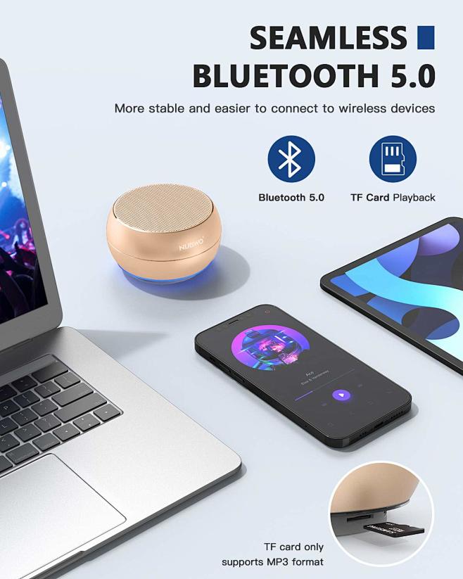 Amazon.com: LENRUE 便携式蓝牙音箱,增强低音和立体声,无线立体声配对,多输入麦克风,TF 端口,无线扬声器便携式手机 ...