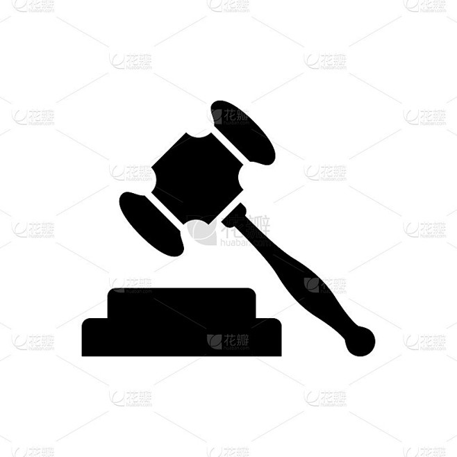 法官的锤子图标，木槌或拍卖图标矢量设计潮流