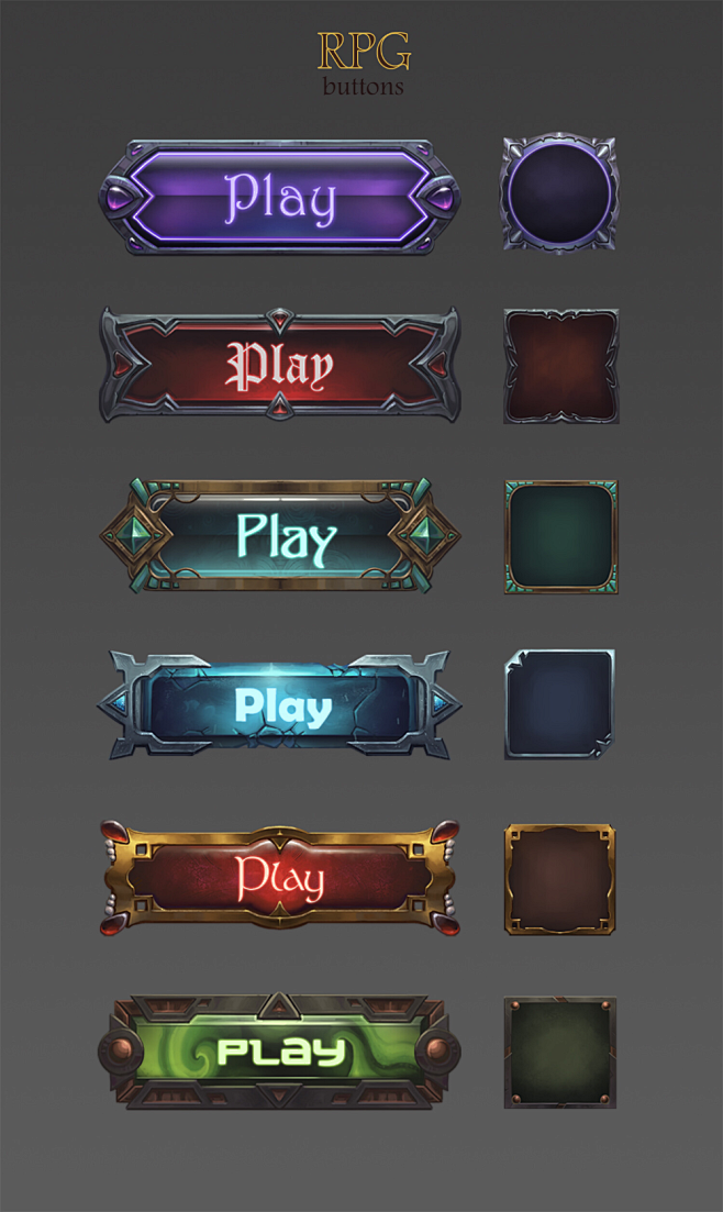Fantasy RPG slots and buttons, Tatiana Zenzina