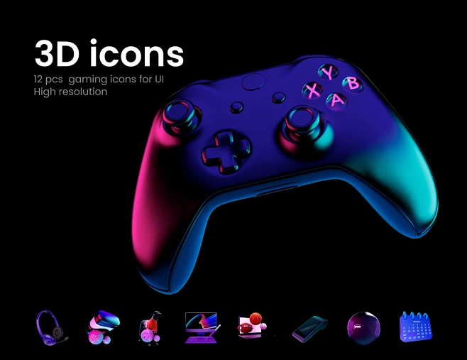 3D 3Dicon colorfull game Icon Interface UI-花瓣网
