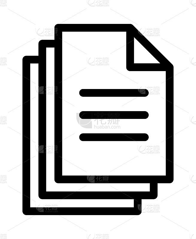 纸质文档孤立矢量图标。