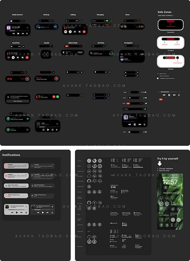 17034苹果Iphone系统灵动岛AI矢量IOS 16图标手机GUI界面设计素材-淘宝网-花瓣网