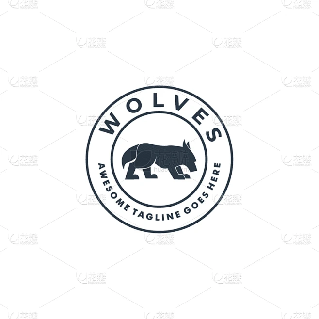 logo wolves walking vintage badge素材-花瓣网