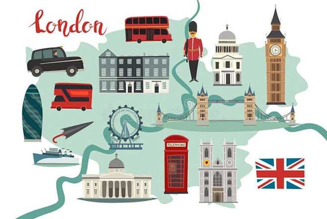 London illustrated map vector. Abstract colorful atlas poster ...