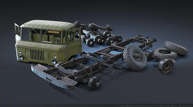 GAZ-66 Chassis, Ryzhkov 3D-Models : Game ready 3d-model of Soviet ...