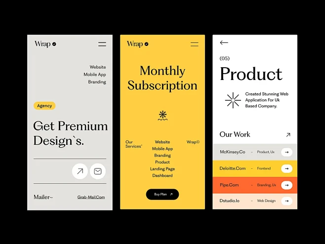 Mobile UI agency branding clean design dstudio graphic design ...