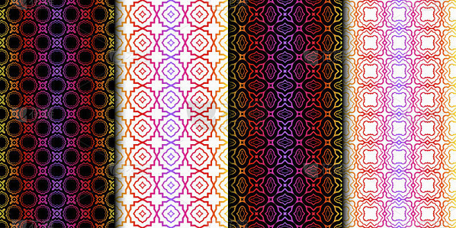 Set of Geometric Pattern. Seamless Texture Color B