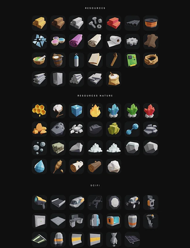 Low Poly Icon Pack-花瓣网