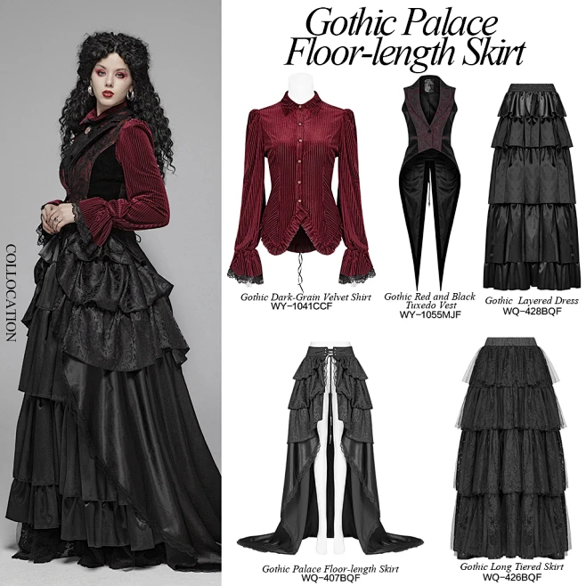 Gothic Women Palace Floor-length Split Skirt : Shop the goth punk ...