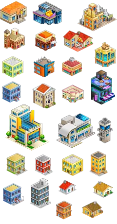 Pixel Buildings Isometric Map, Isometric Drawing, Isometric Design ...