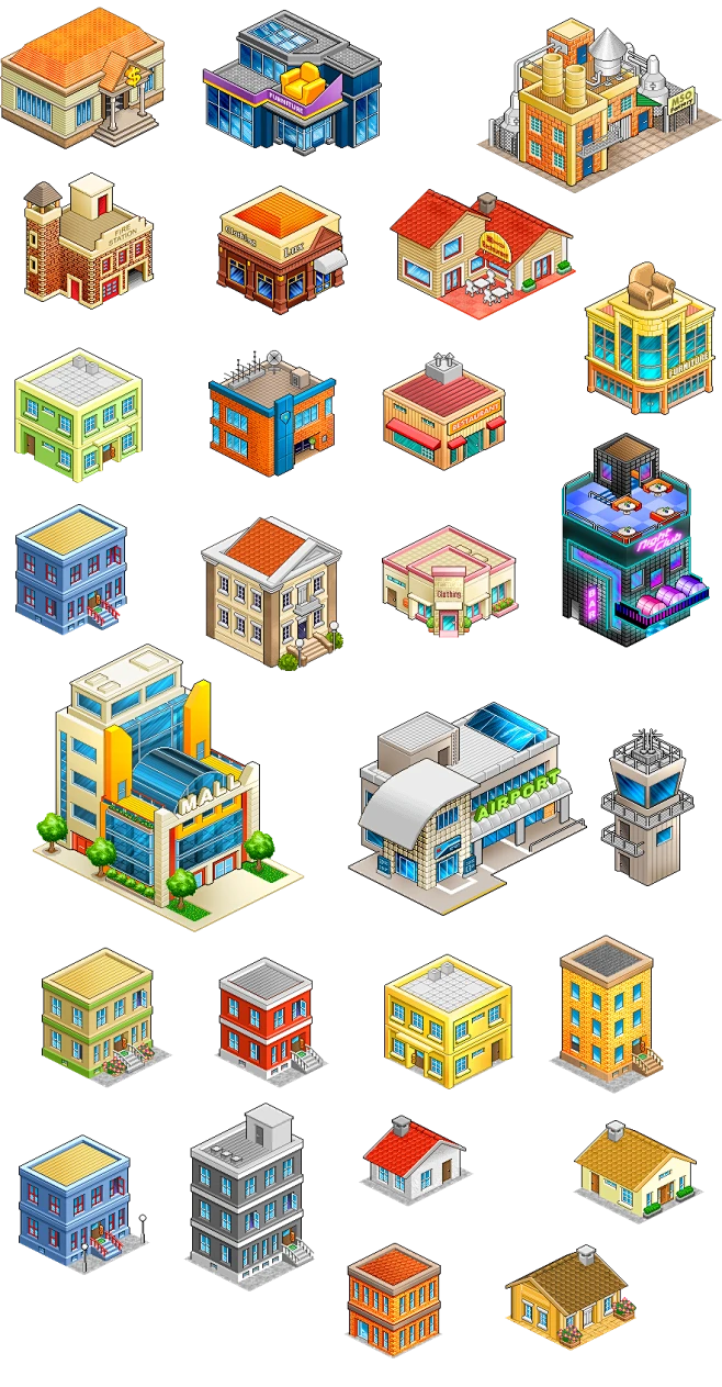 Pixel Buildings Isometric Map, Isometric Drawing, Isometric Design ...
