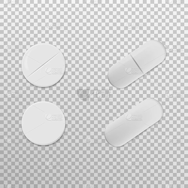 Realistic pill. Illustration isolated on backgroun素材-花瓣网