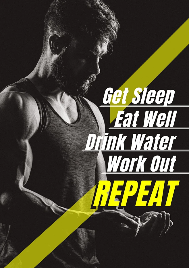 Exercise Gym Text Theme Propaganda Template Promotion Poster Business ...